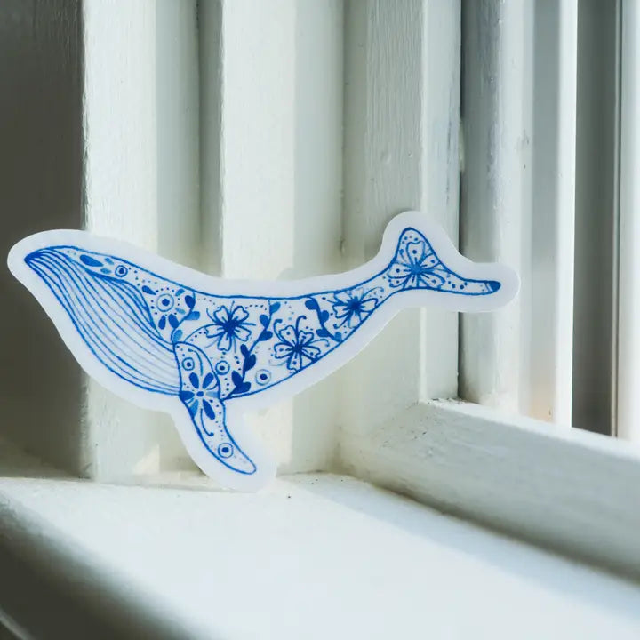 Sticker: Blue & White Whale – The New Bedford Whaling Museum