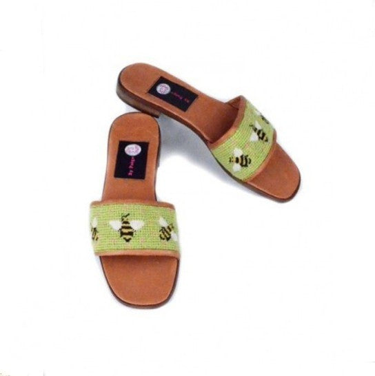 Bumble Bees Needlepoint Slide Shoes – The New Bedford Whaling Museum